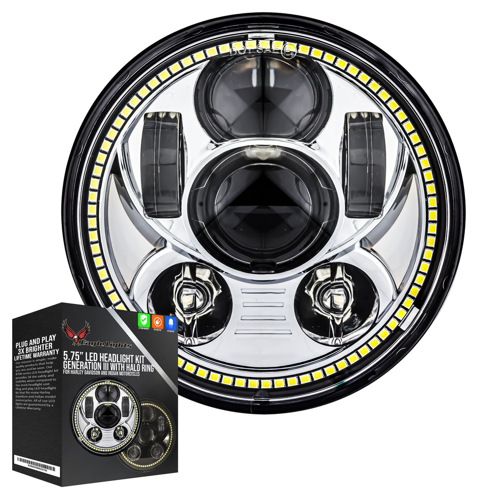 Eagle Lights 5 3/4" LED Headlight Kit with Halo Ring for Harley Davids