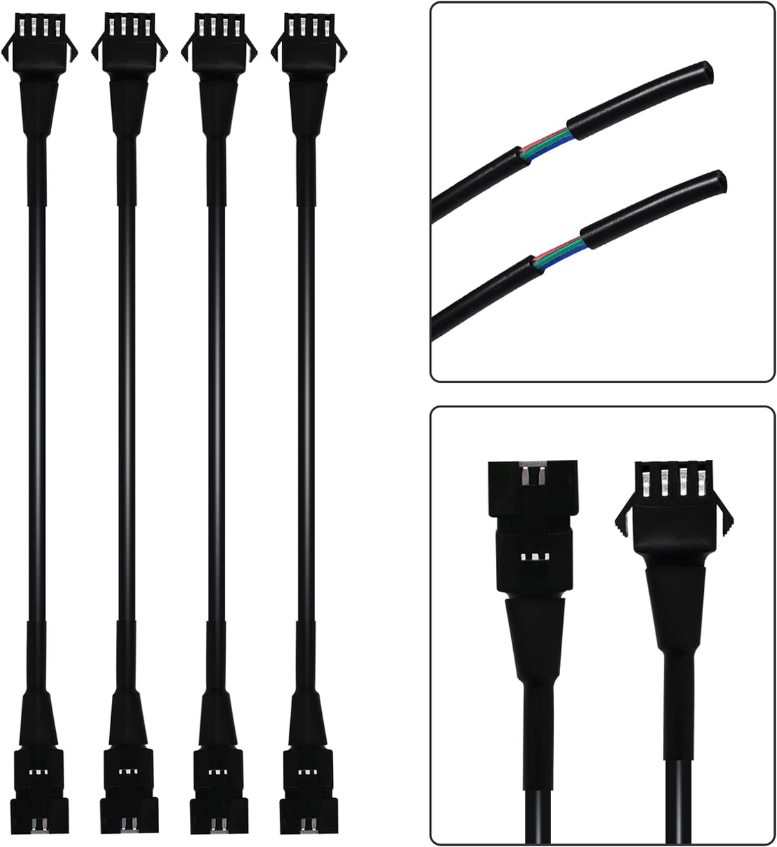SPECTRALSHIFT 8 Piece Lighting Extension Harnesses -(2) 12", (2) 24" a ...