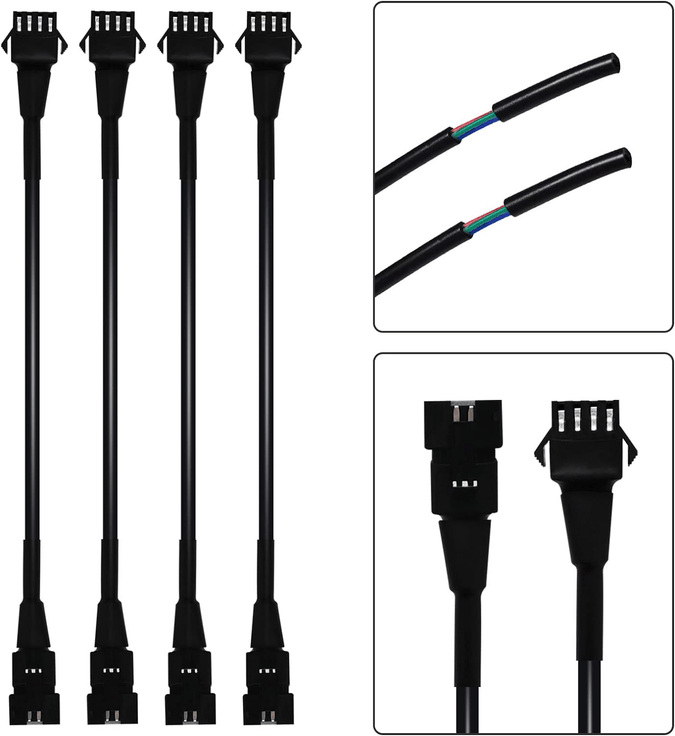 SPECTRALSHIFT 8 Piece Lighting Extension Harnesses -(2) 12", (2) 24" a ...