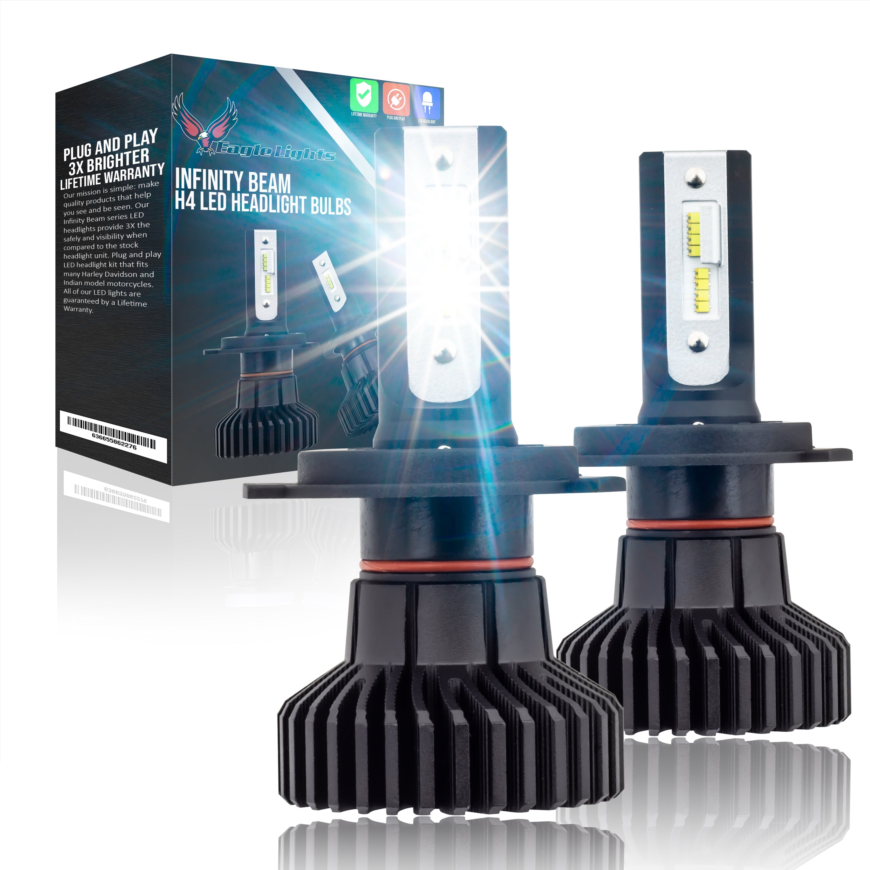 Eagle Lights Infinity Beam H4 LED Headlight Bulb - 2 Pack (High and Lo