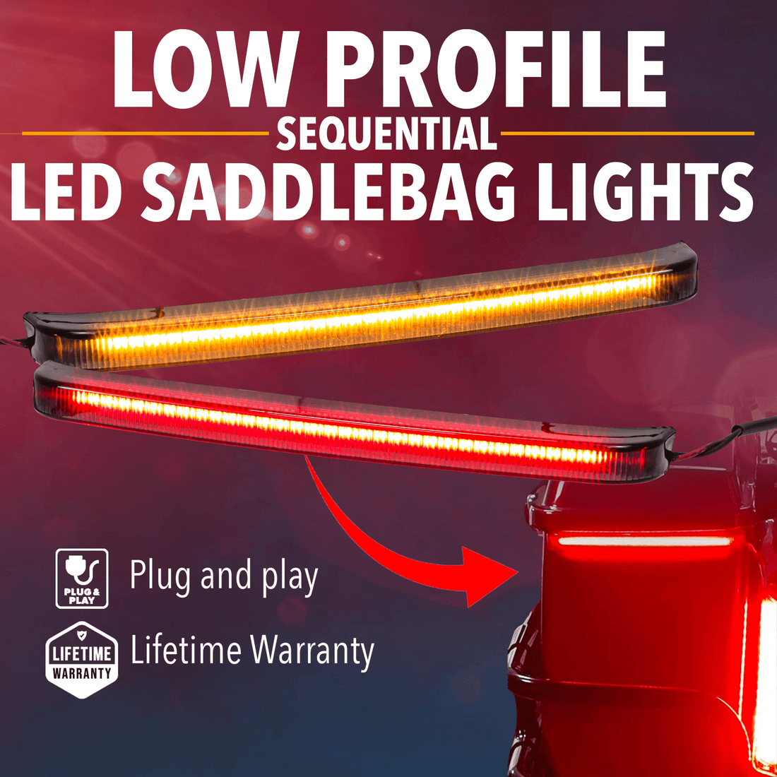Eagle Lights Low Profile Saddlebag LED Tail Lights with Sequential Tur