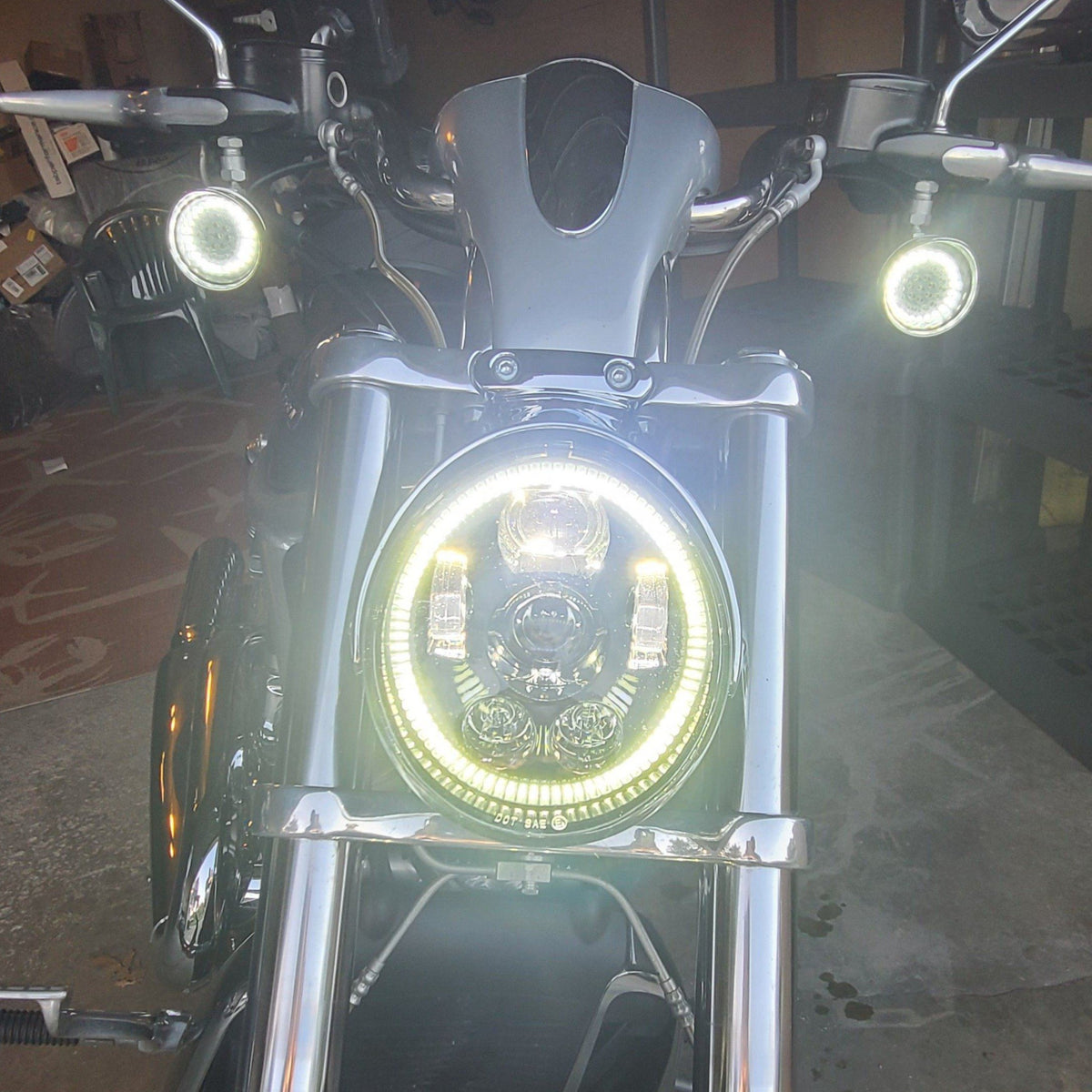 Eagle Lights V-Rod / Street Rod LED Projection Headlight with Halo Rin