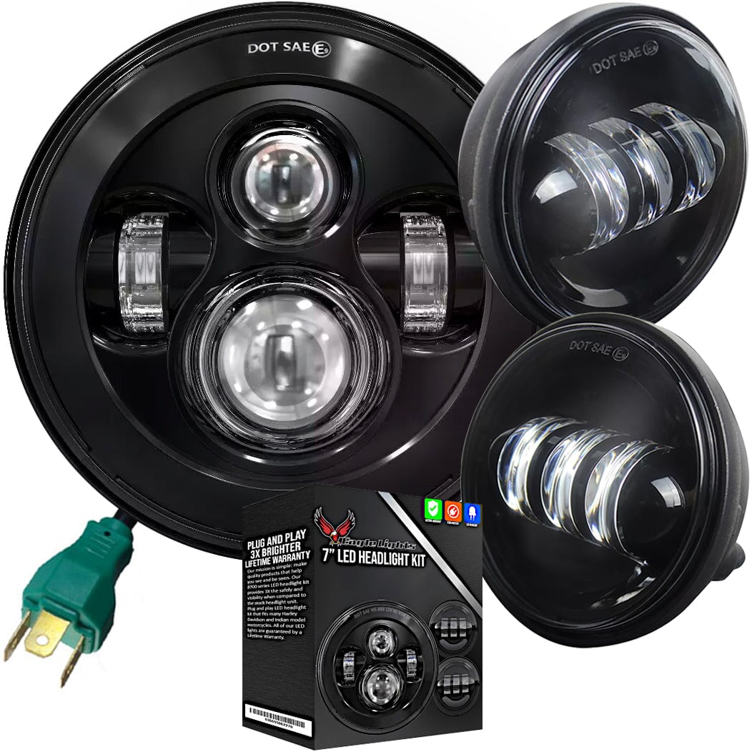 Eagle Lights 7" LED Headlight and 4.5" LED Passing Light Kit for Harle ...