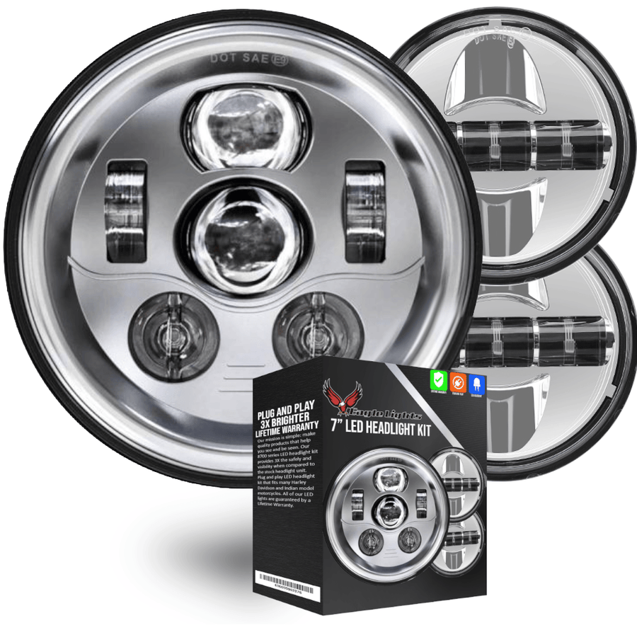Eagle Lights 7" LED Headlight and 4.5" LED Passing Light Kit for Harle