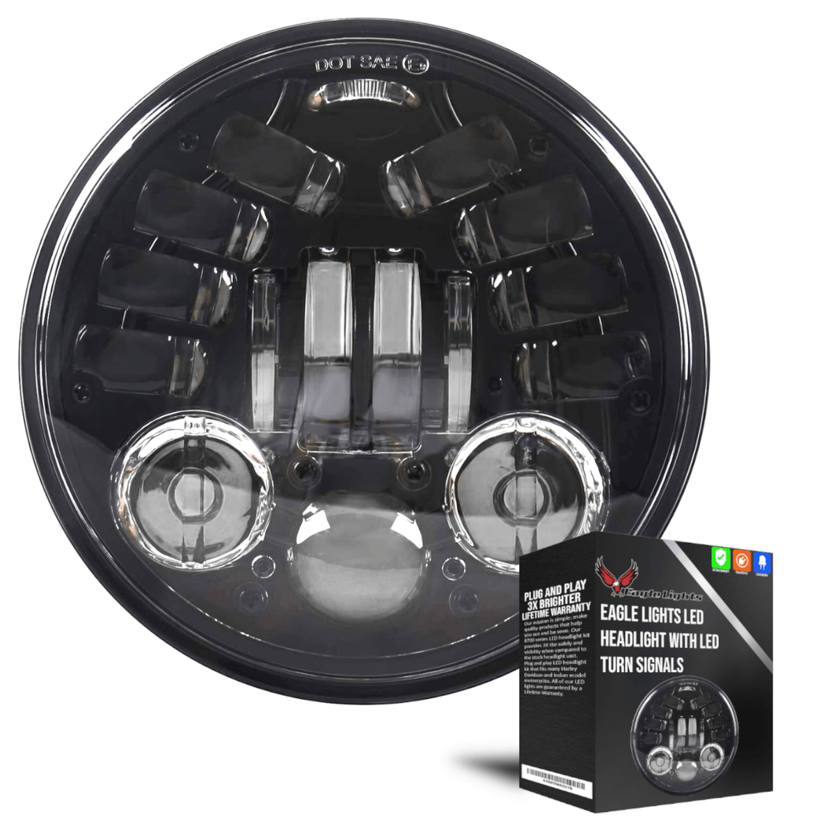 Eagle Lights 7" LED Projector Headlight with Integrated Turn Signals f ...