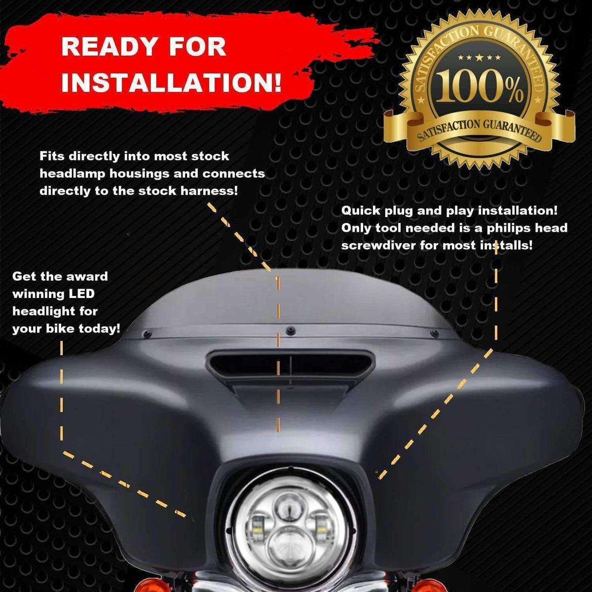 Eagle Lights 7" Round LED Headlight kit for Street Glide, Electra Glid