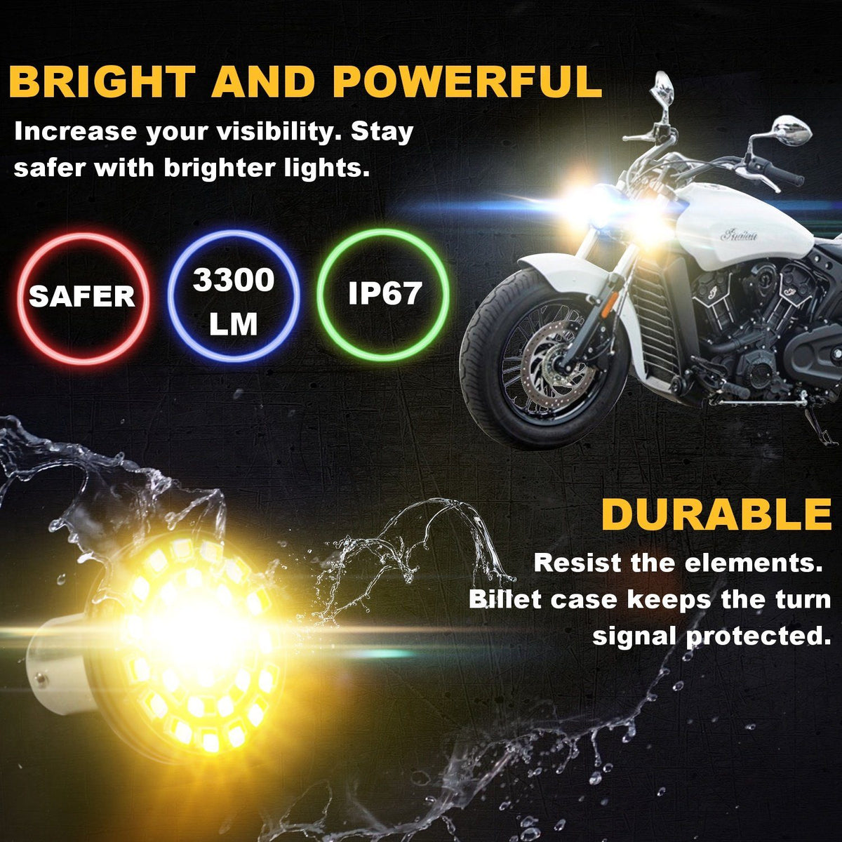 Indian Scout SUNBURST LED Turn Signals - Pair